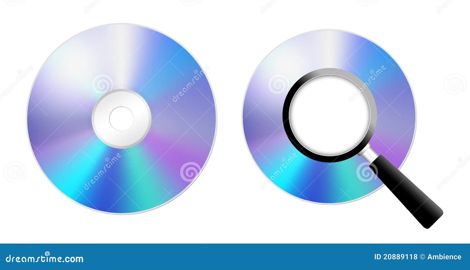 CD/DVD en agnifying glas stock illustratie. Illustration of ontdekking ...