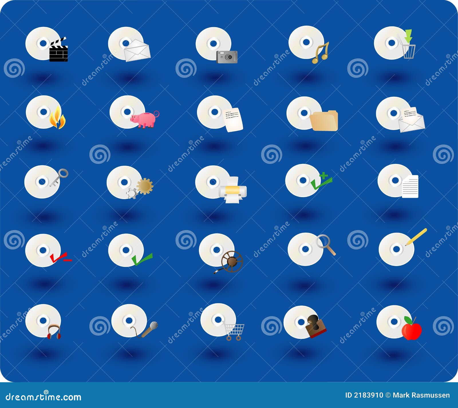 CD/DVD Icon Set stock vector. Illustration of camera, shop - 2183910