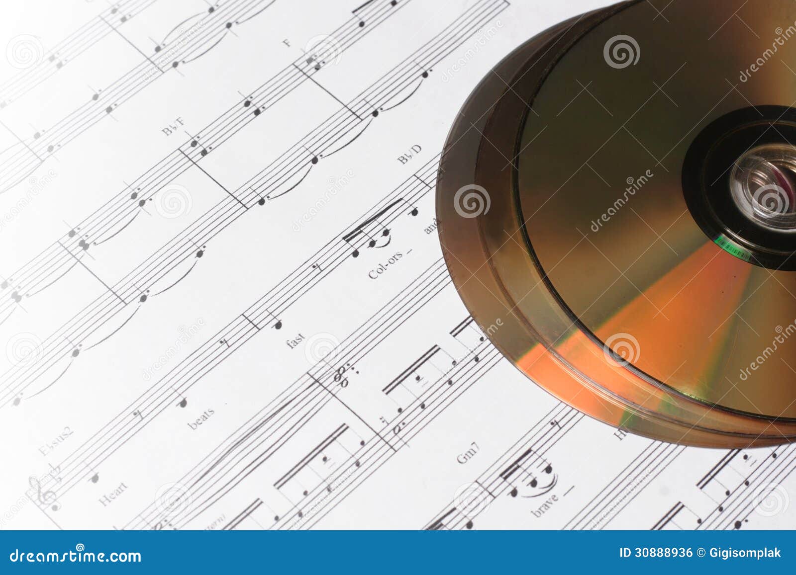 CD or DVD with Musical Note Stock Photo - Image of pinning, flare: 30888936