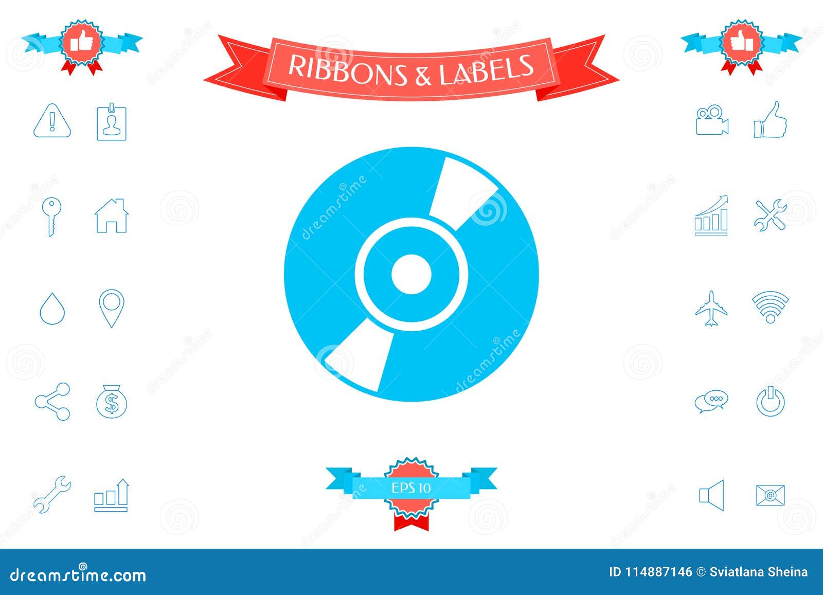 CD, DVD symbol icon stock vector. Illustration of digital - 114887146