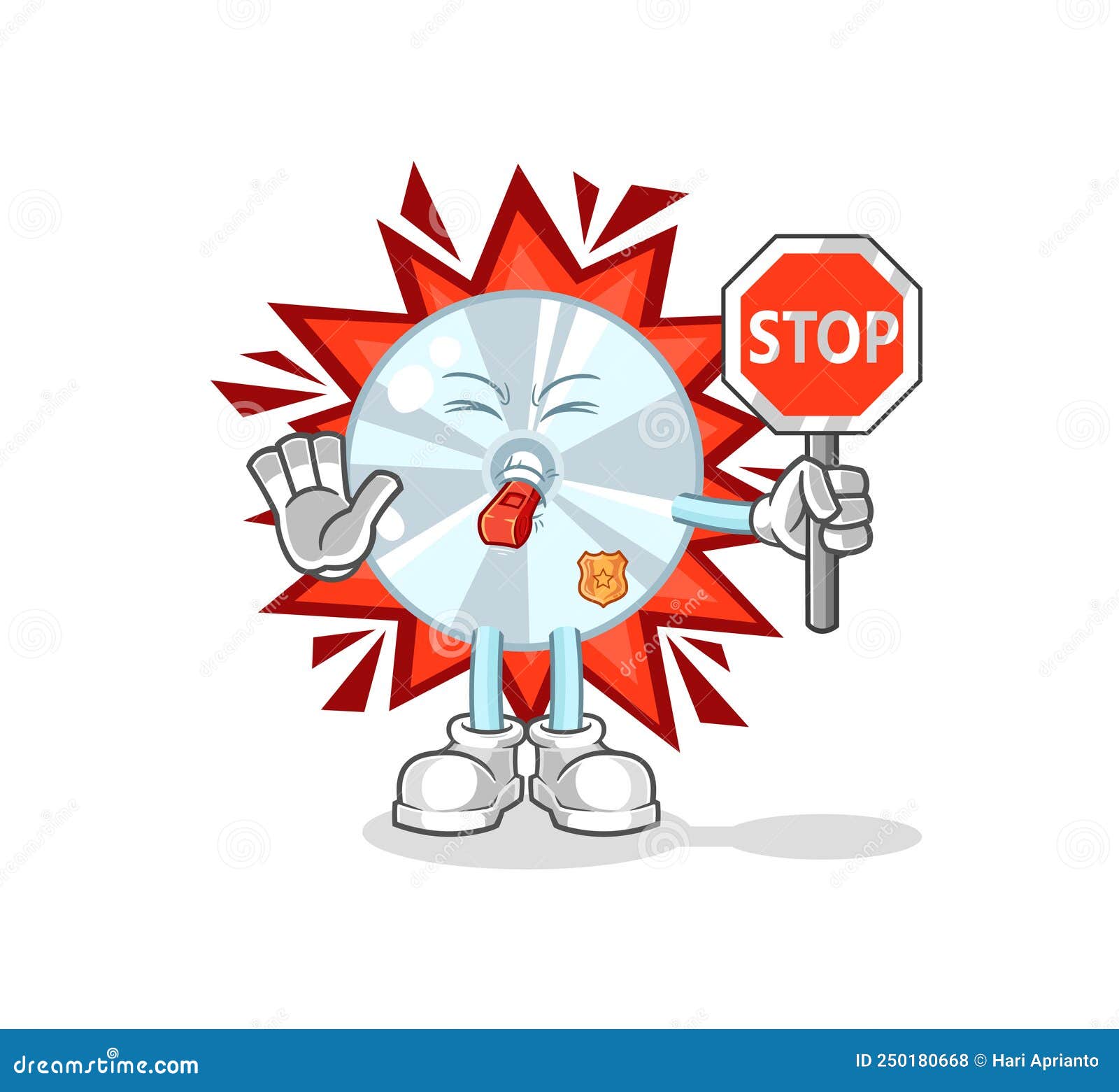 CD Holding Stop Sign. Cartoon Mascot Vector Stock Vector - Illustration ...