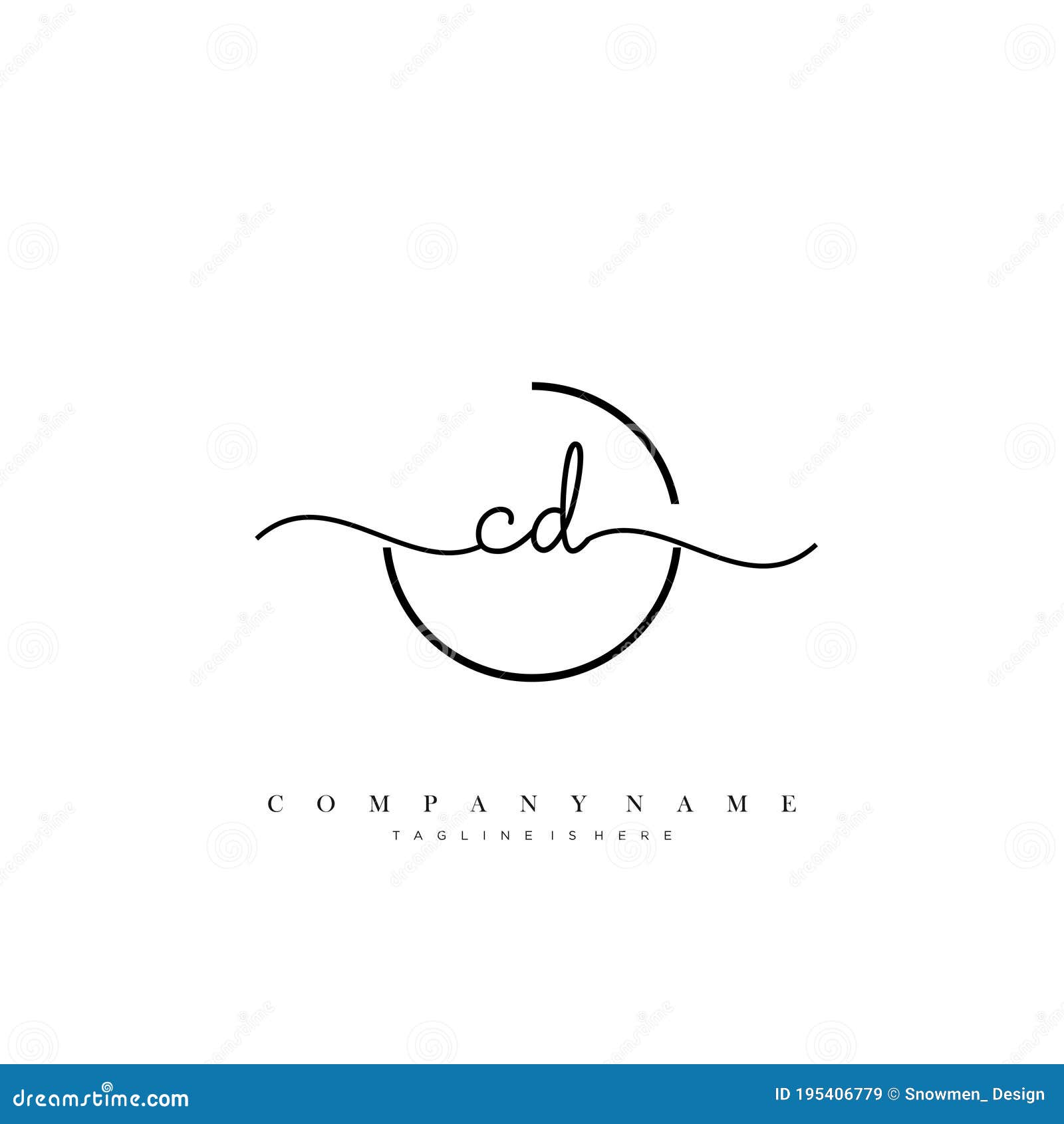 CD Initial Handwriting Minimalist Geometric Logo Template Vector Stock ...