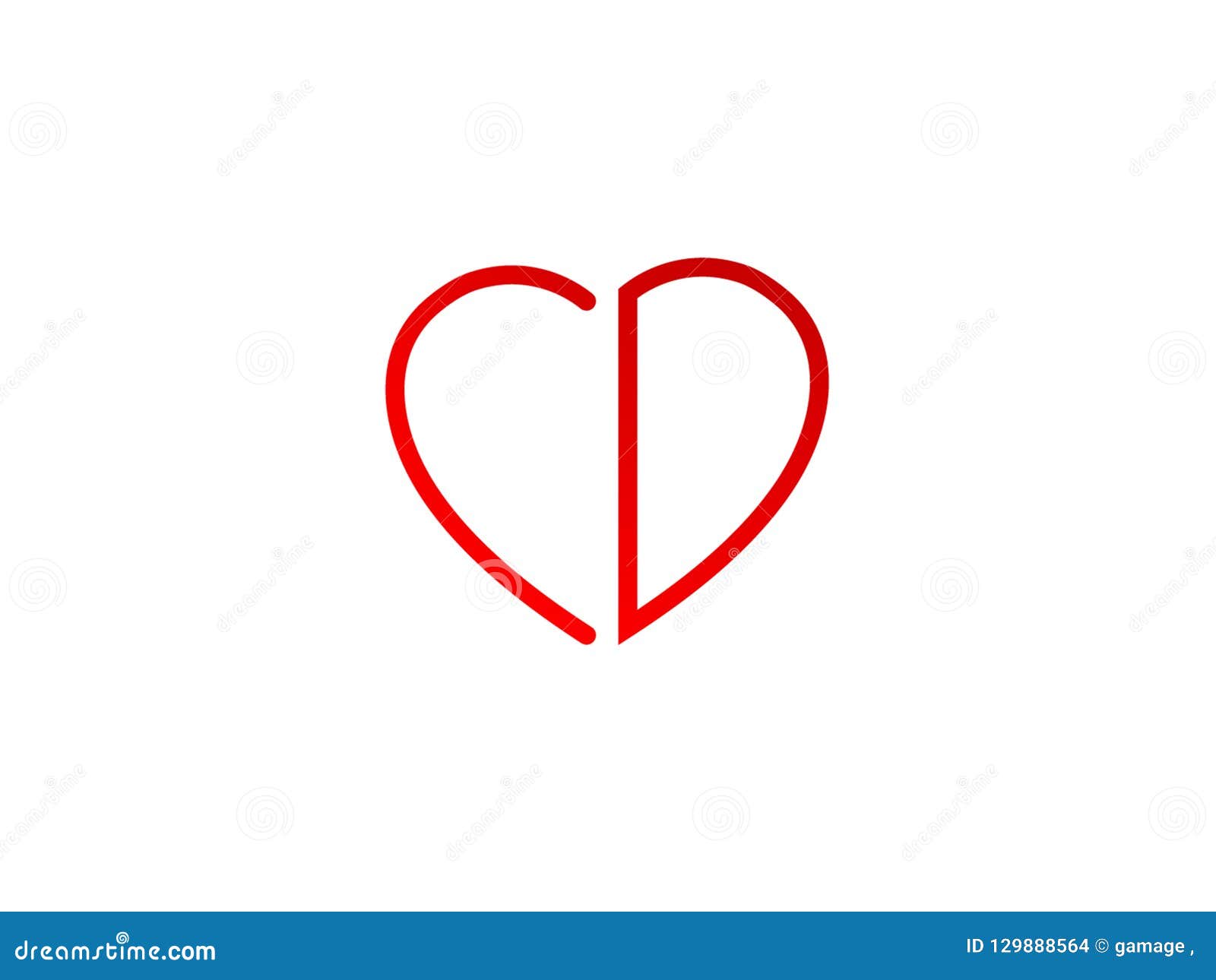 CD Initial Heart Shape Red Colored Logo Stock Vector - Illustration of ...