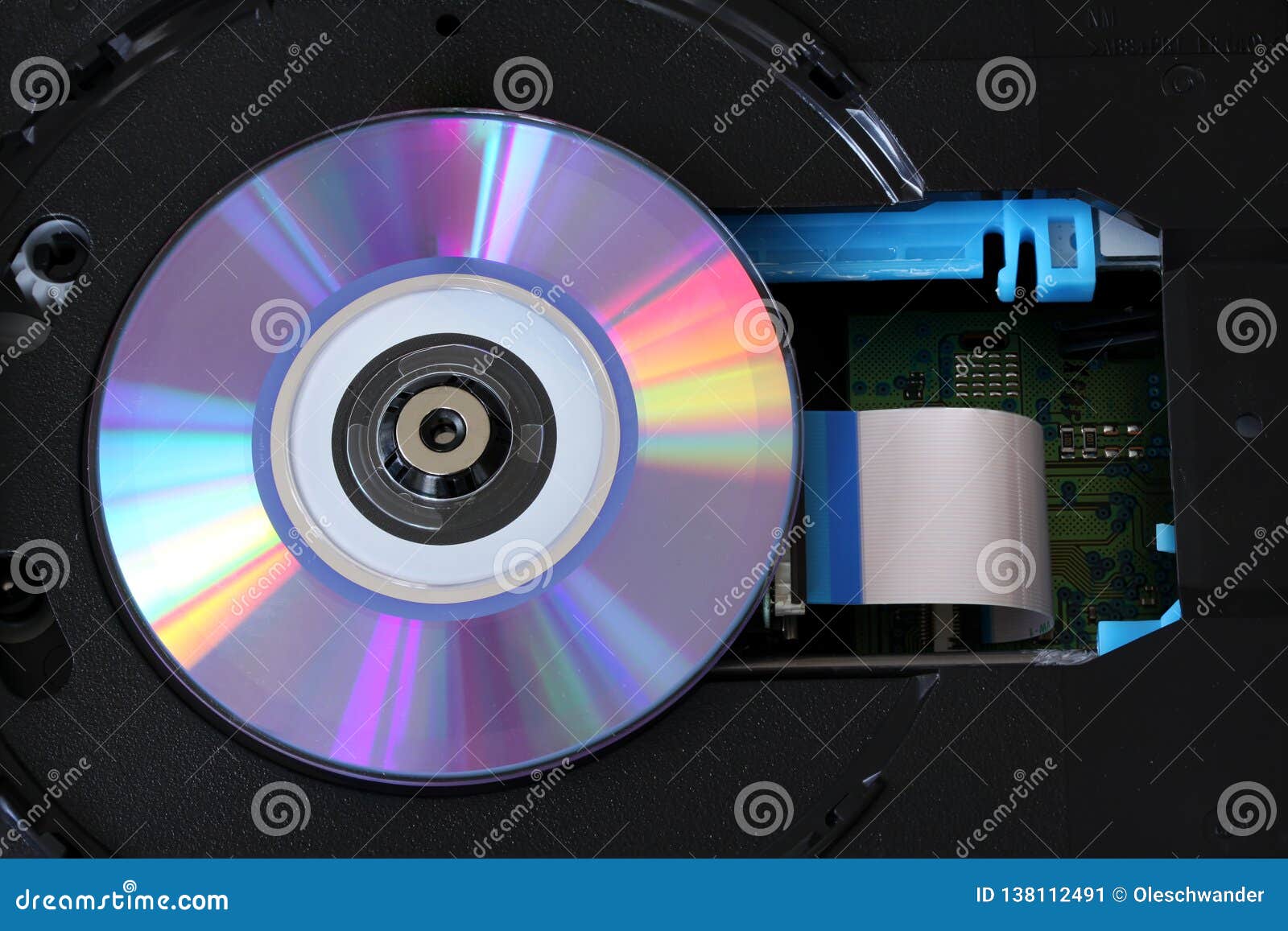 CD Inside a DVD Payer with Circuits, Cables and Boards - Close Up Stock ...