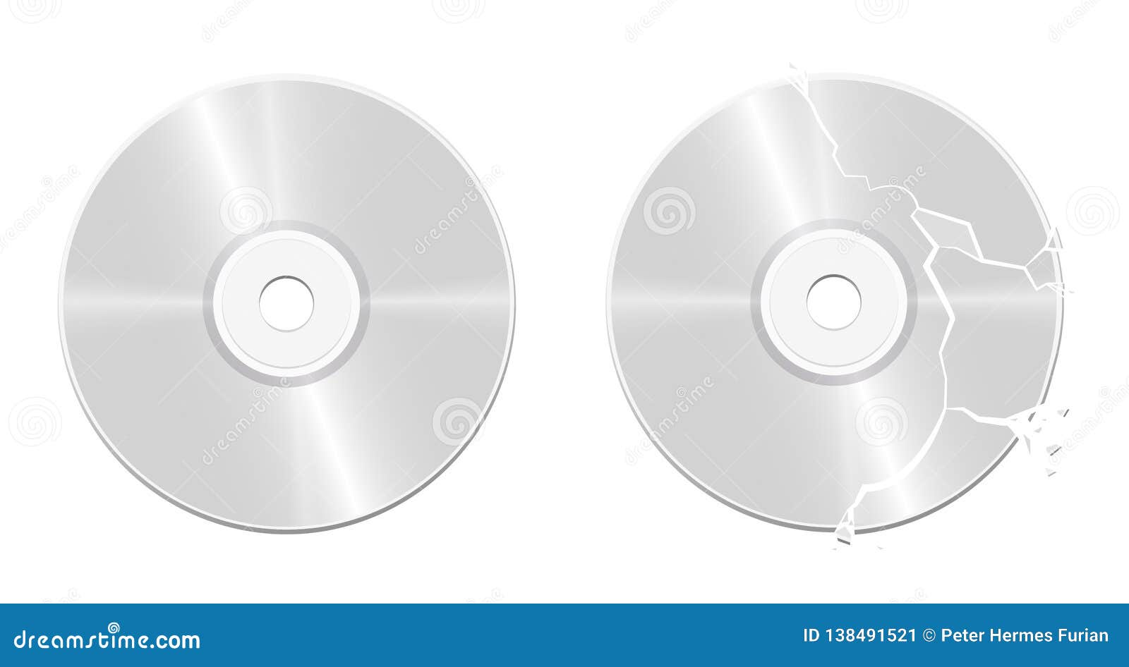 CD Intacto Danificado Quebrado Compact Disc Ilustração do Vetor ...