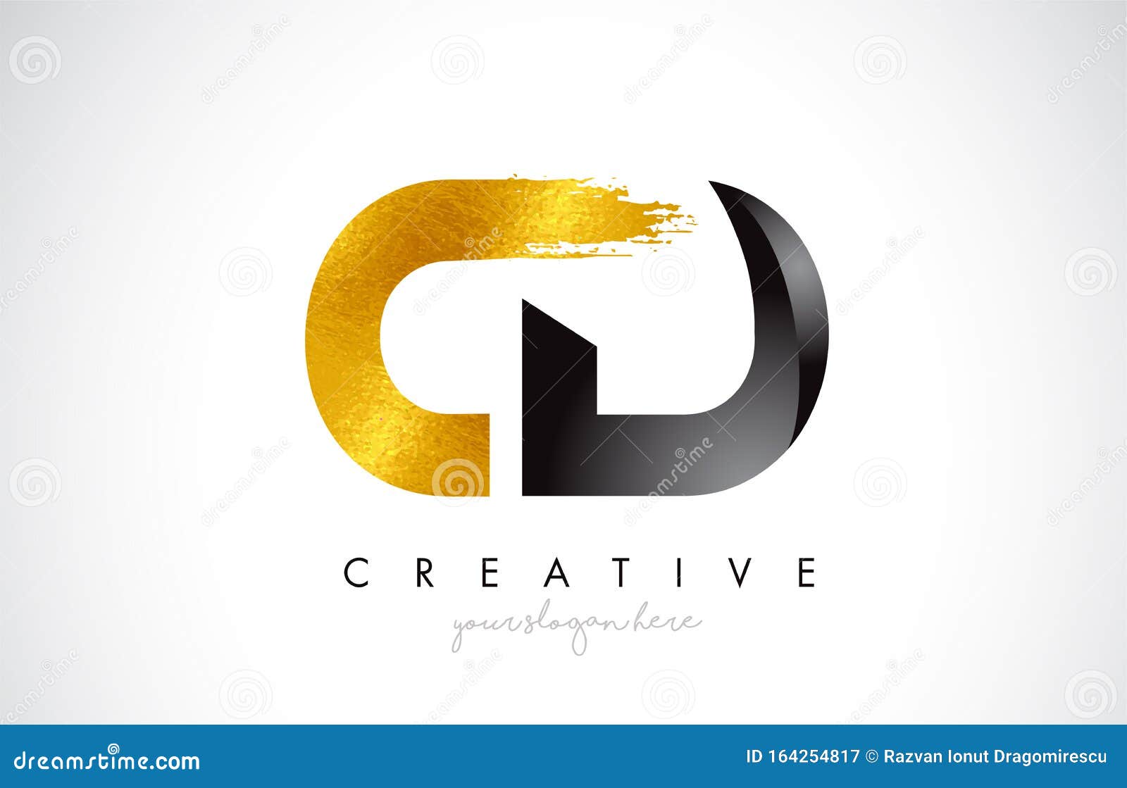 CD Letter Design with Brush Stroke and Modern 3D Look Stock Vector ...