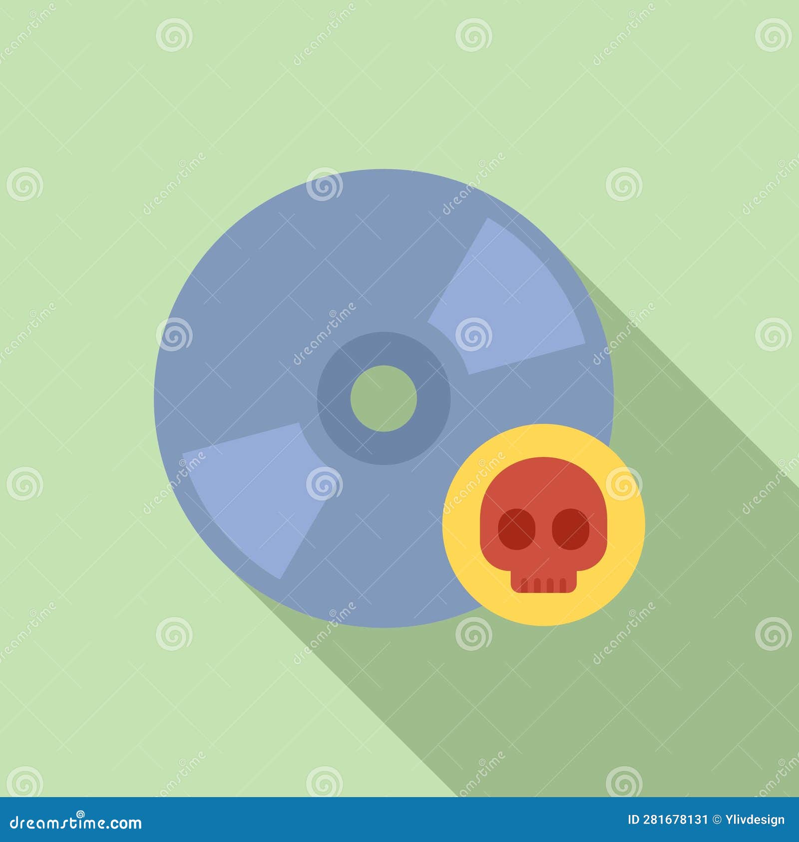Cd Malware Icon Flat Vector. Virus Error Stock Vector - Illustration of ...
