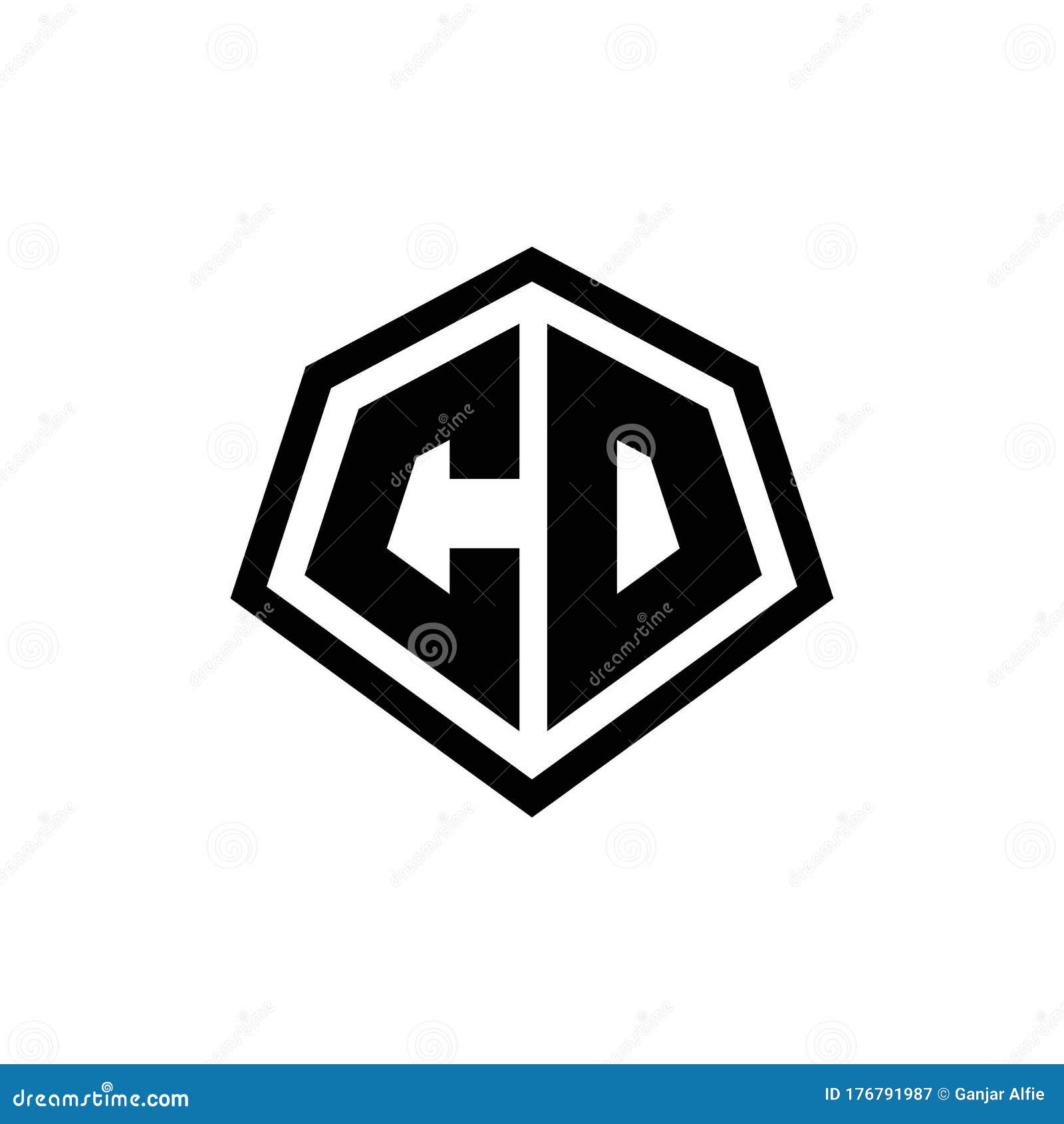 CD Monogram Logo with Hexagon Shape and Line Rounded Style Design ...