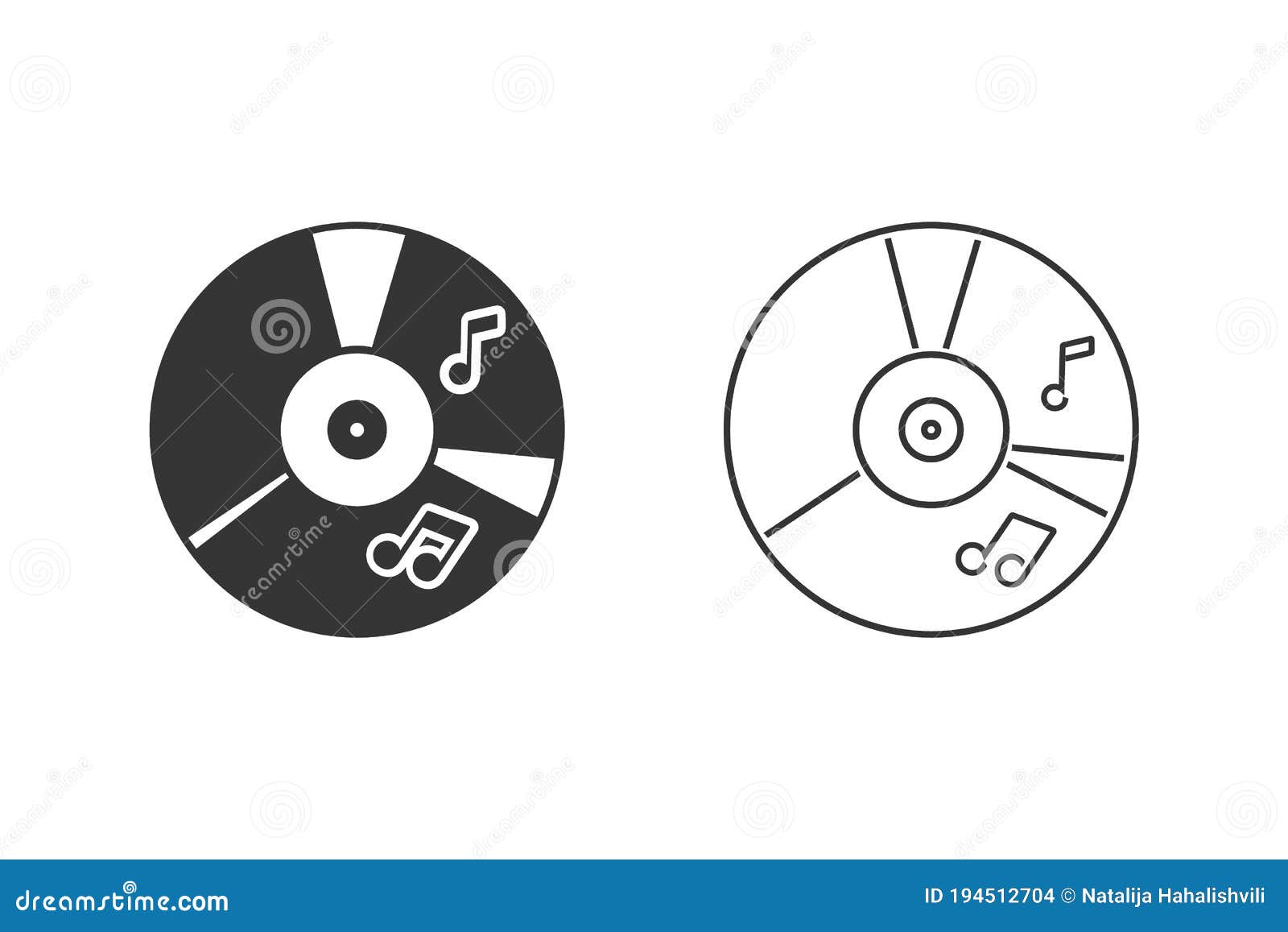 CD Music Icon Set Flat Style. Vector Illustration Stock Vector ...