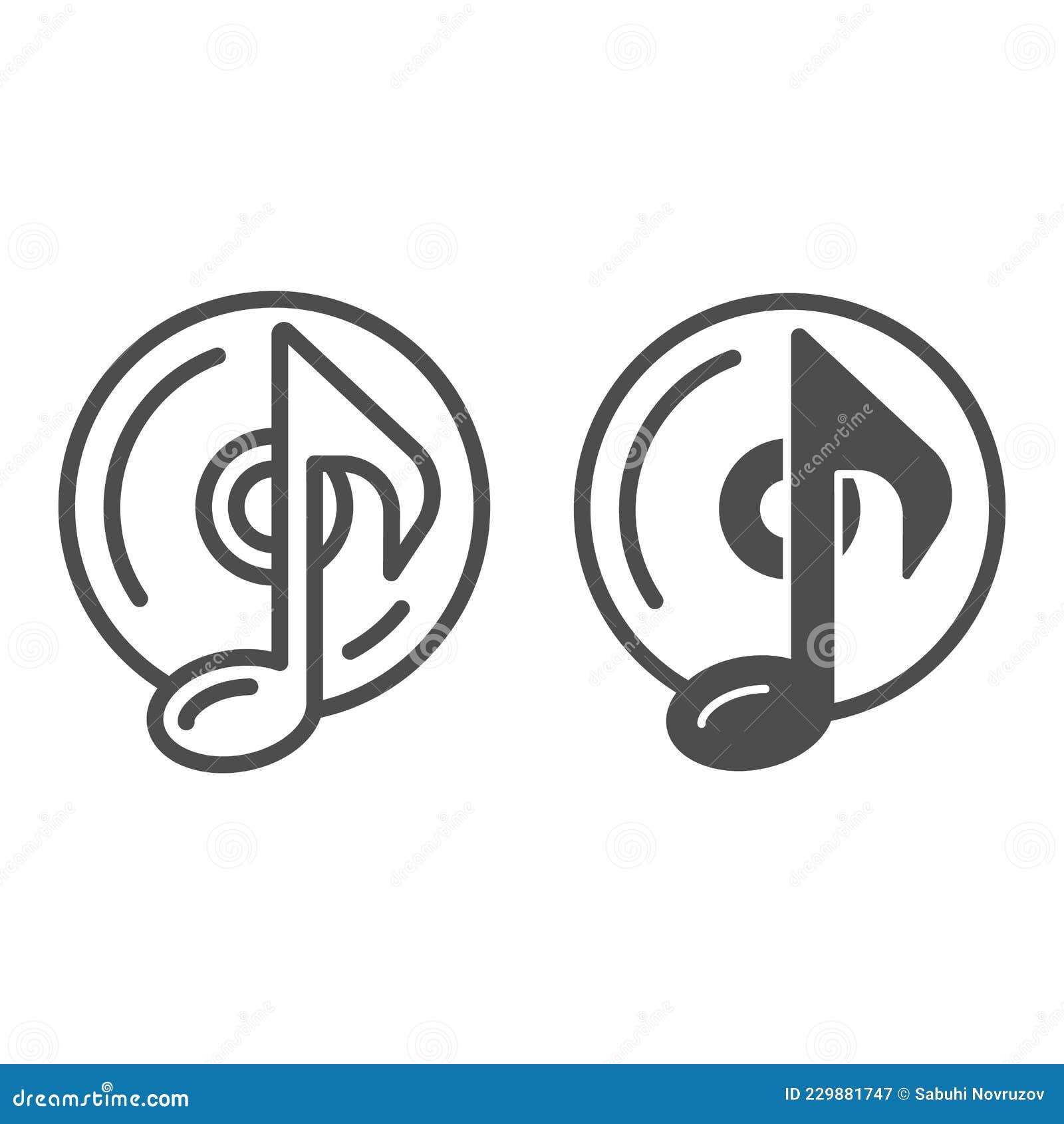 CD with Musical Note Solid Icon, Sound Design Concept, Musical Note on ...
