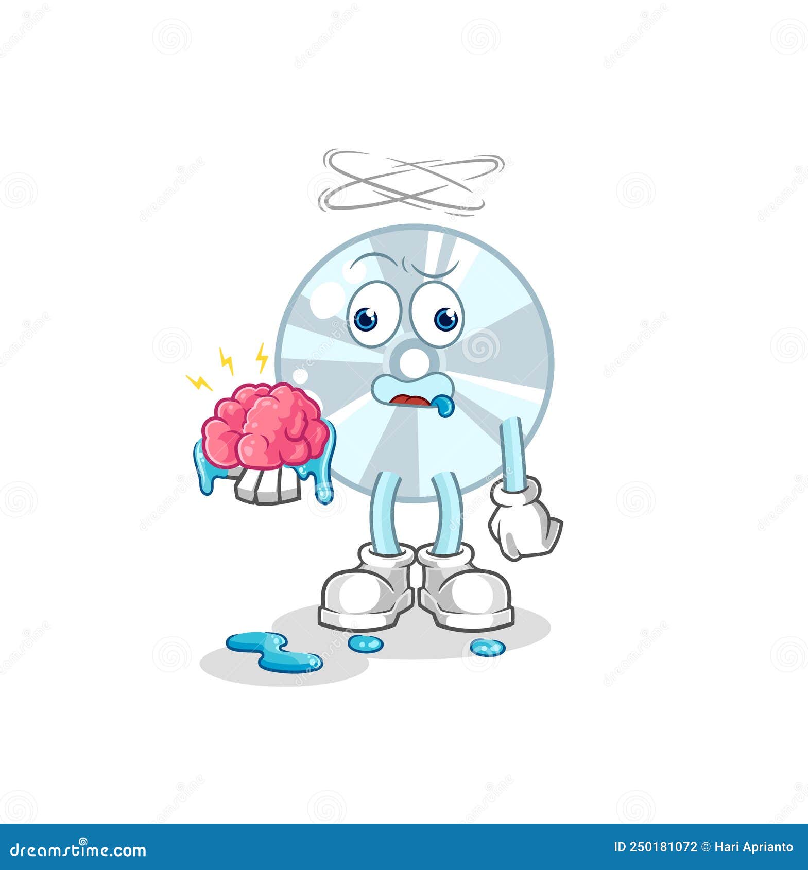 CD No Brain Vector. Cartoon Character Stock Vector - Illustration of ...