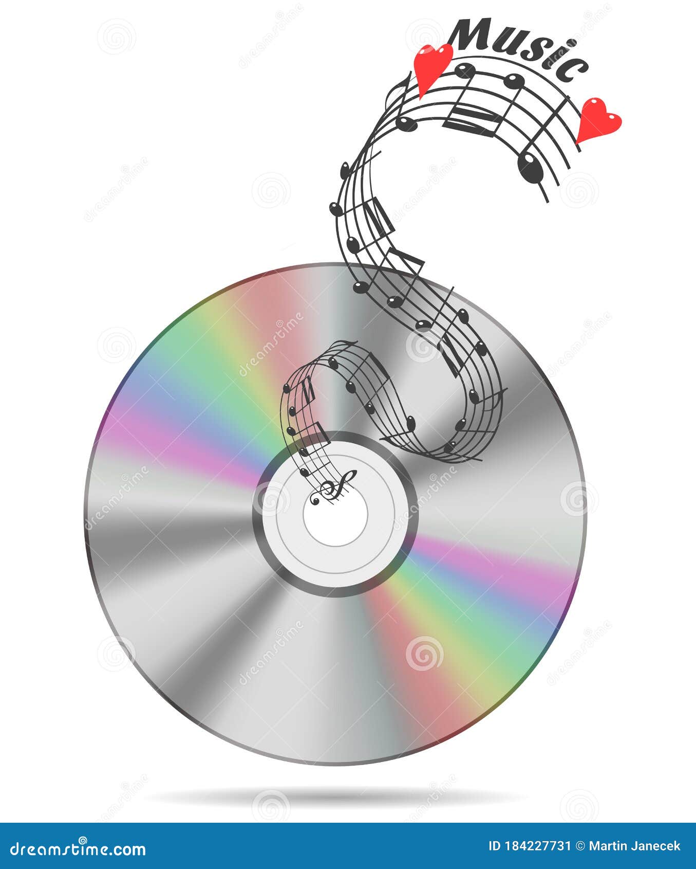 Cd with a note record stock illustration. Illustration of sound - 184227731