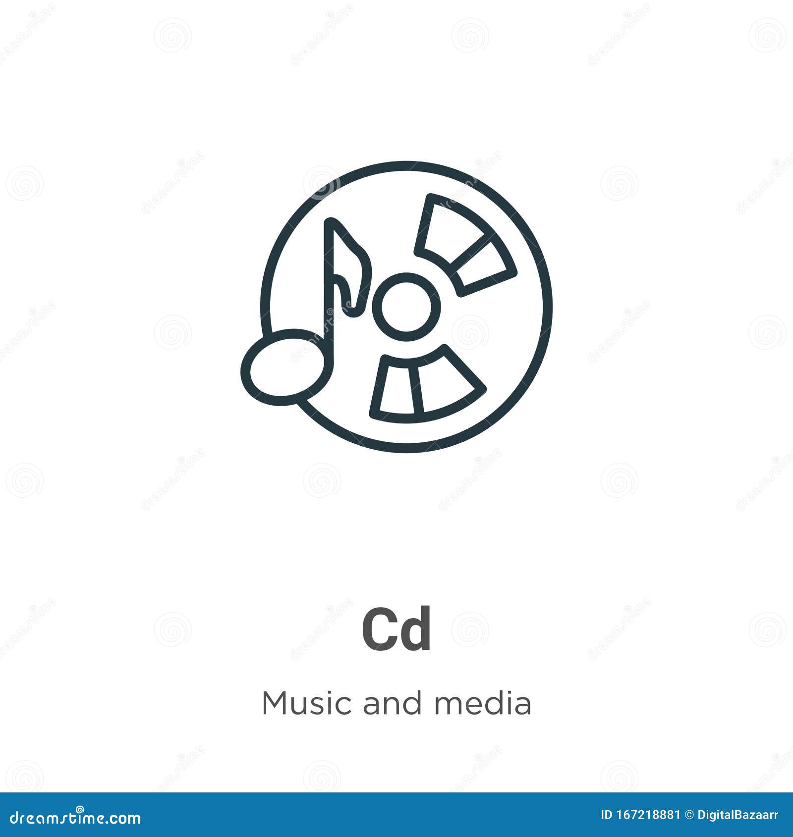 Cd Outline Vector Icon. Thin Line Black Cd Icon, Flat Vector Simple ...