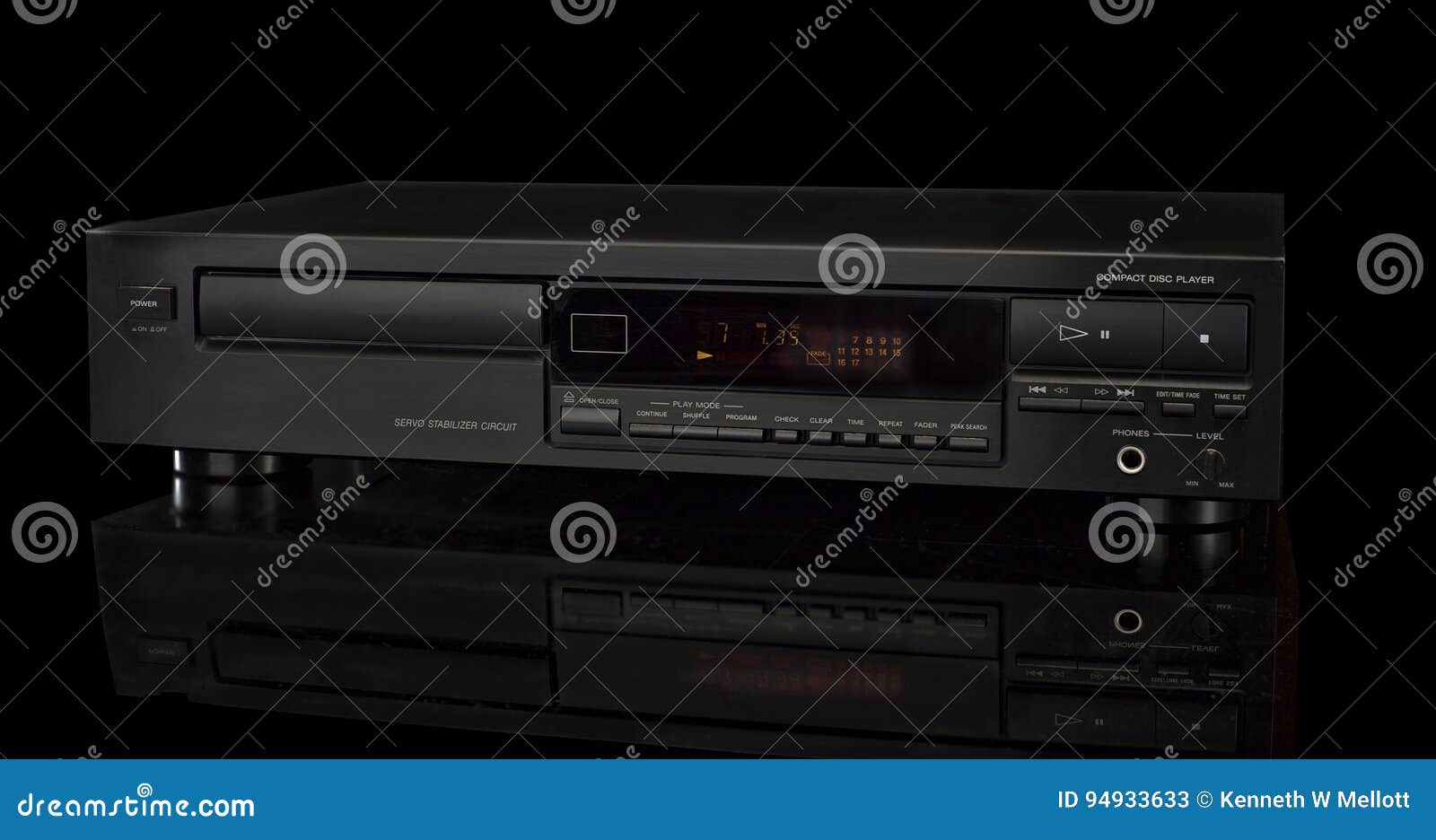 CD Player on Black Background Stock Image - Image of compact, disk ...