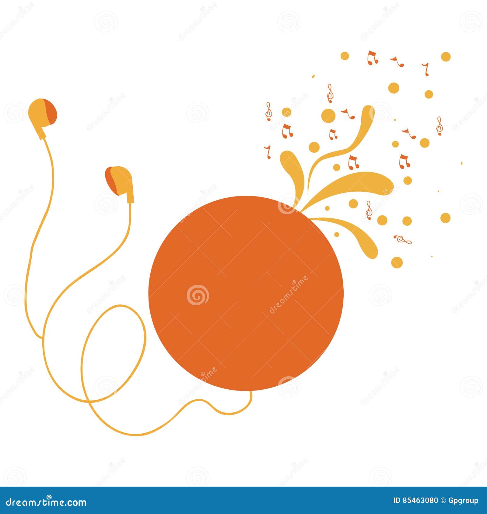 Cd Player with Headphones with Swirls and Musical Notes Stock ...
