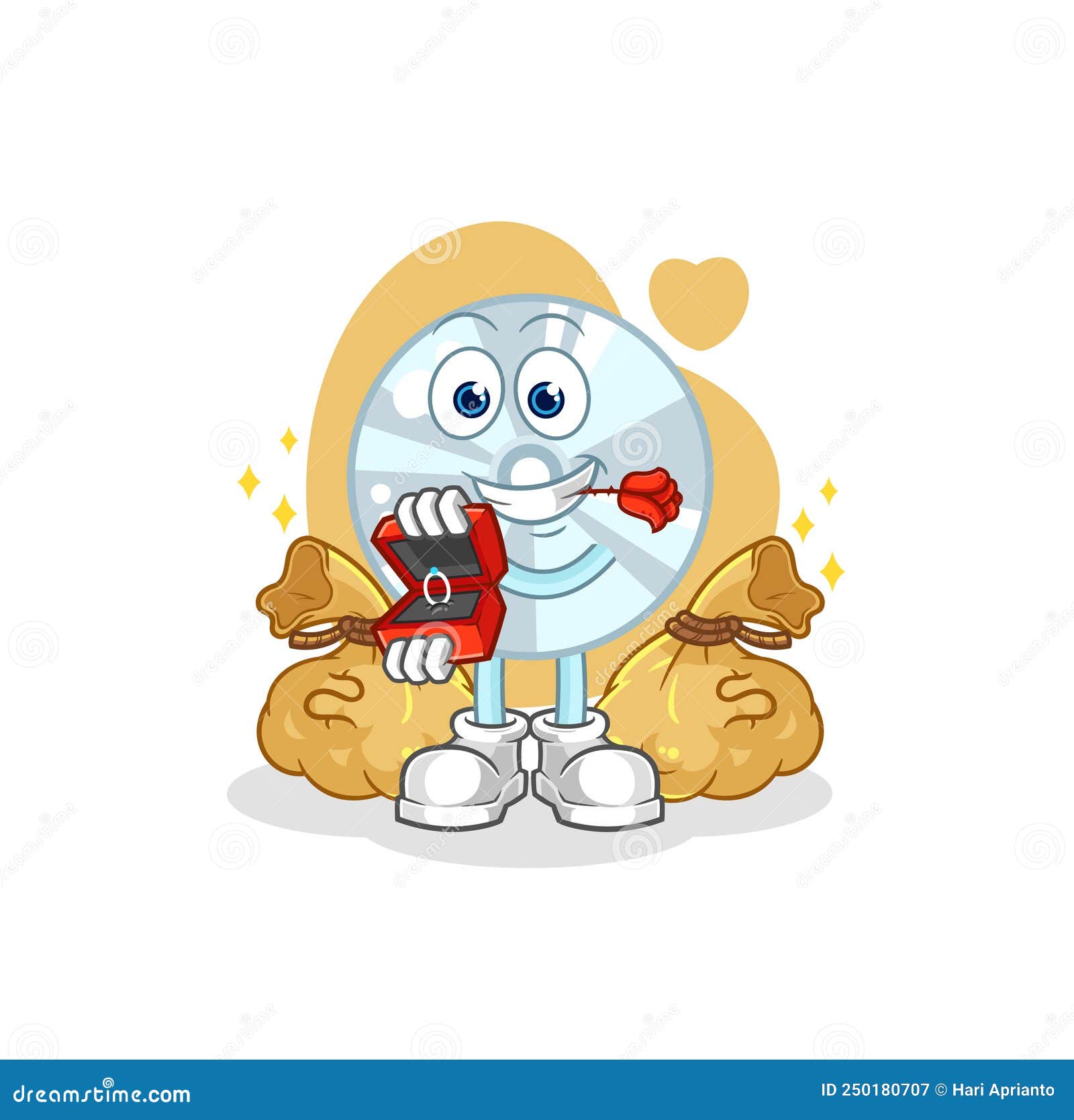 CD Propose with Ring. Cartoon Mascot Vector Stock Vector - Illustration ...