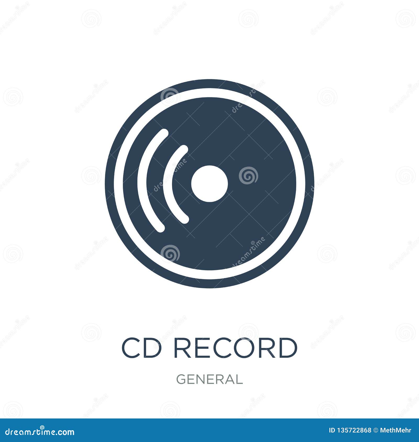 Cd Record Icon in Trendy Design Style. Cd Record Icon Isolated on White ...