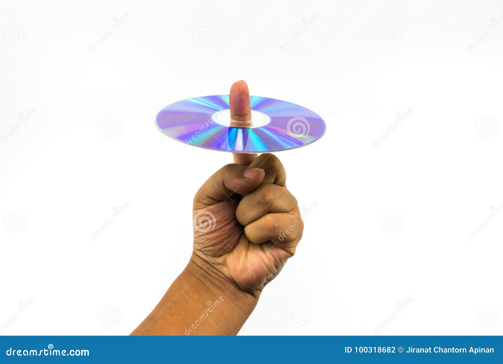 CD-ROM Disc with Rainbow Reflective Light on Man Hand Isolated Stock ...