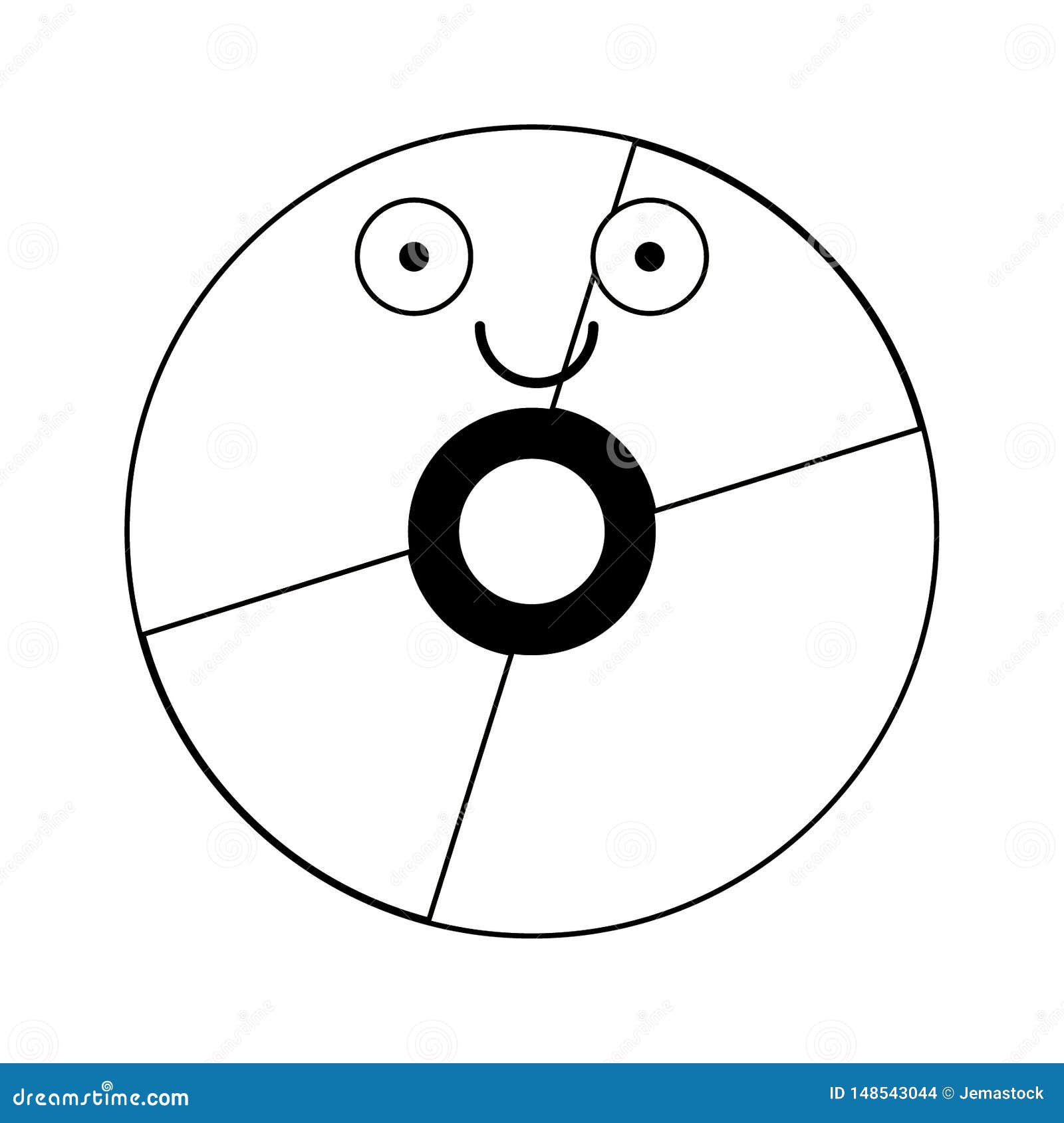 CD Rom Technology Cute Cartoon in Black and White Stock Vector ...