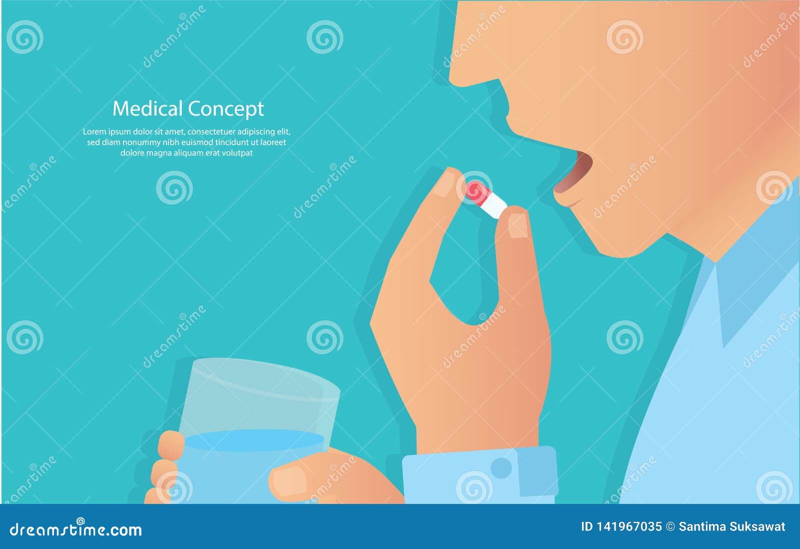 Taking the Pills Concept of Medical Vector Illustration Eps10 Stock ...