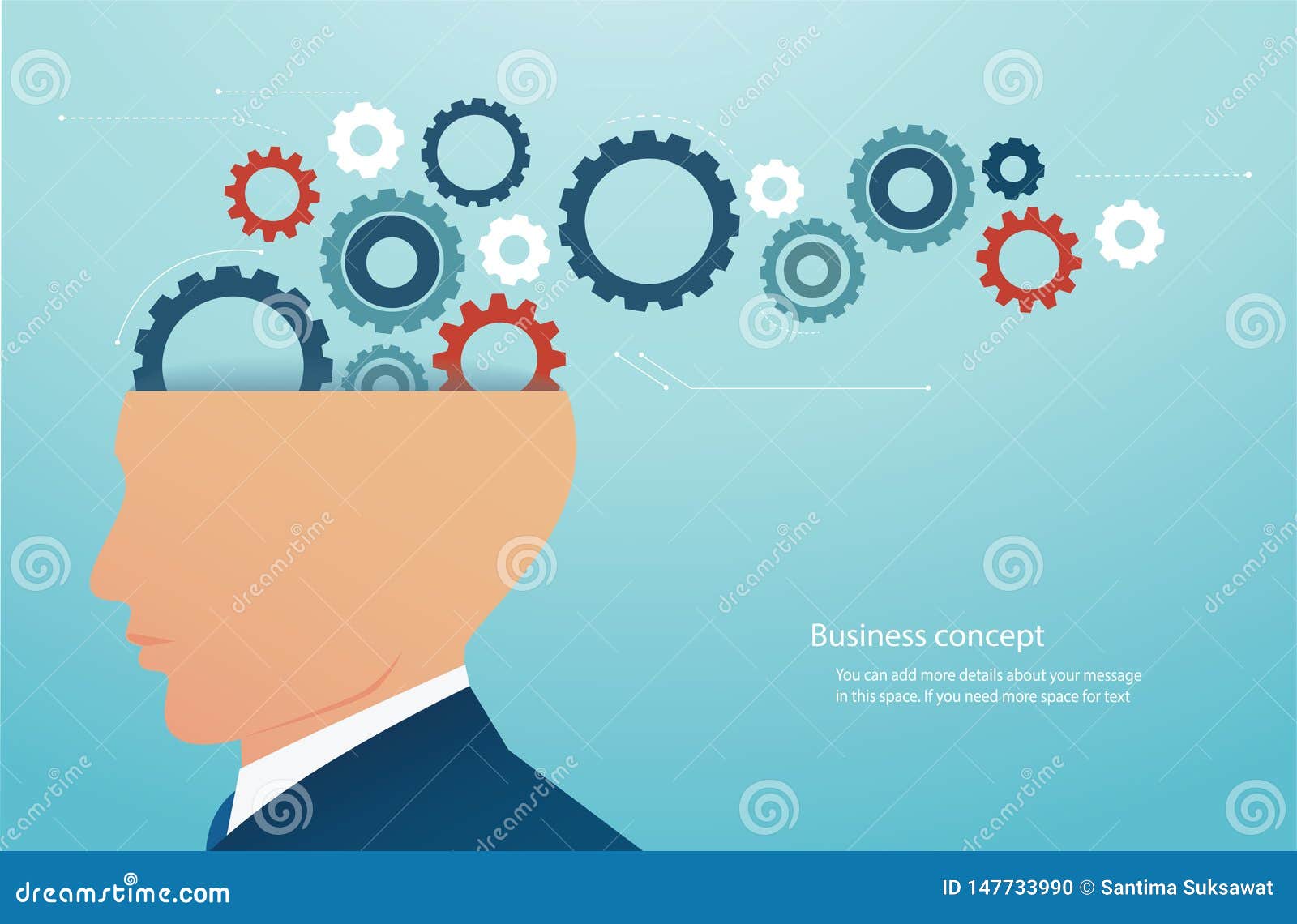 Businessman with Cogs Wheel in Brain. Concept of Creative Thinking ...