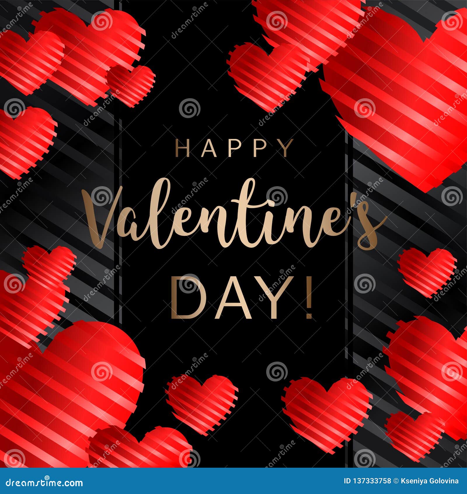 Happy Valentine`s Day, Inscription with Red Heart Pattern Stock Vector ...