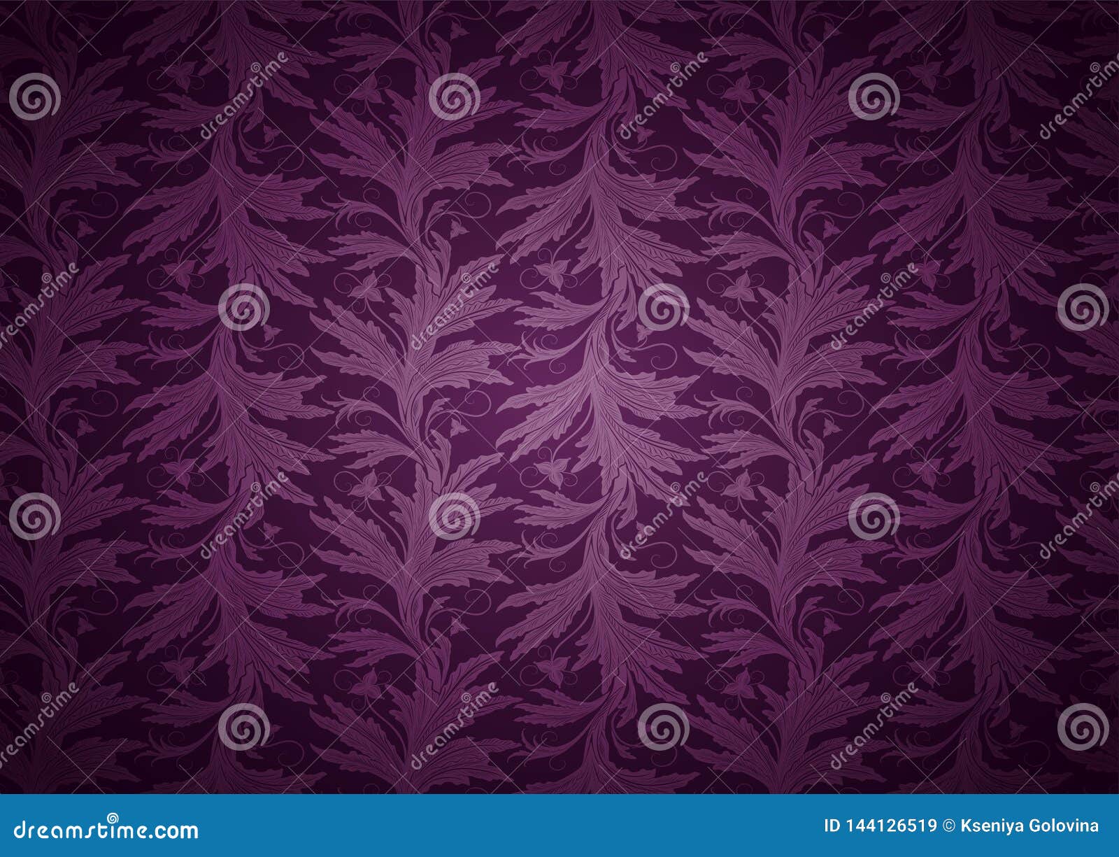 Vintage Gothic Background in Dark Purple, Magenta with Classic Floral ...