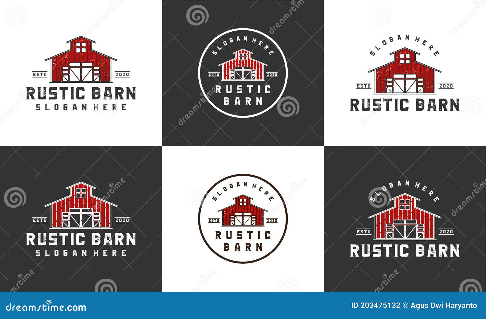 Rustic Barn Logo Design Template with Multi Style Collections Stock ...