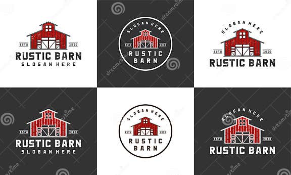 Rustic Barn Logo Design Template with Multi Style Collections Stock ...
