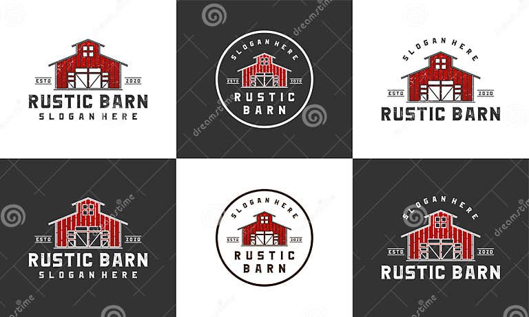 Rustic Barn Logo Design Template with Multi Style Collections Stock ...