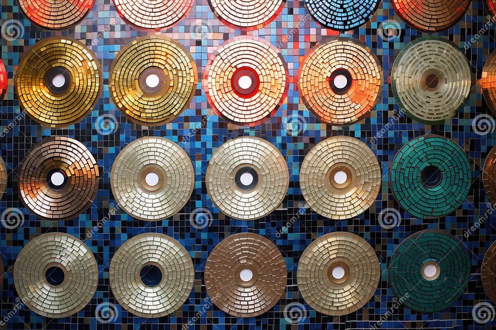 Cds Arranged on a Wall As a Decorative Mosaic Stock Photo - Image of ...