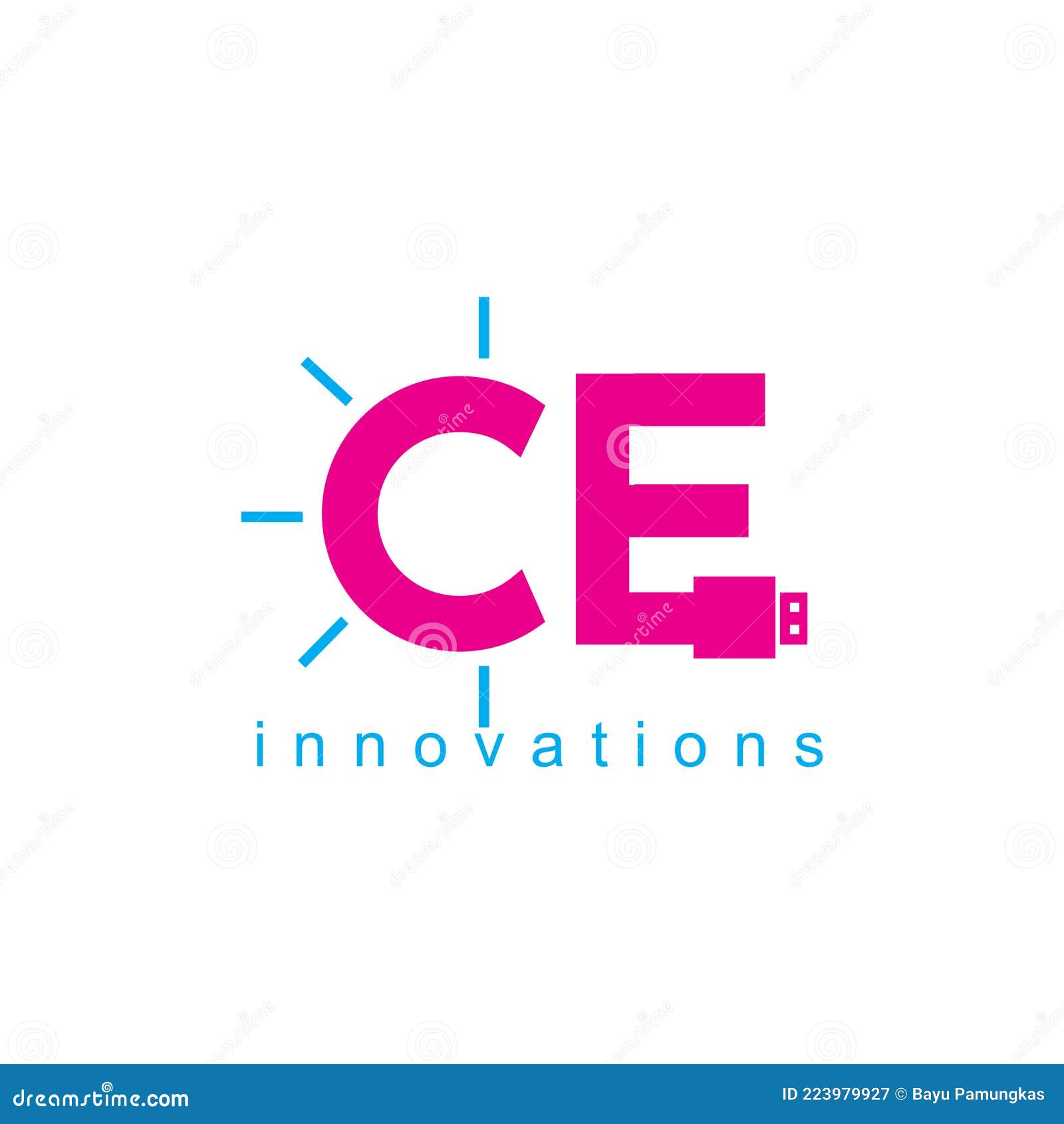 CE Initial with Lamp and Usb Vector Logo Icon Element. Innovations ...