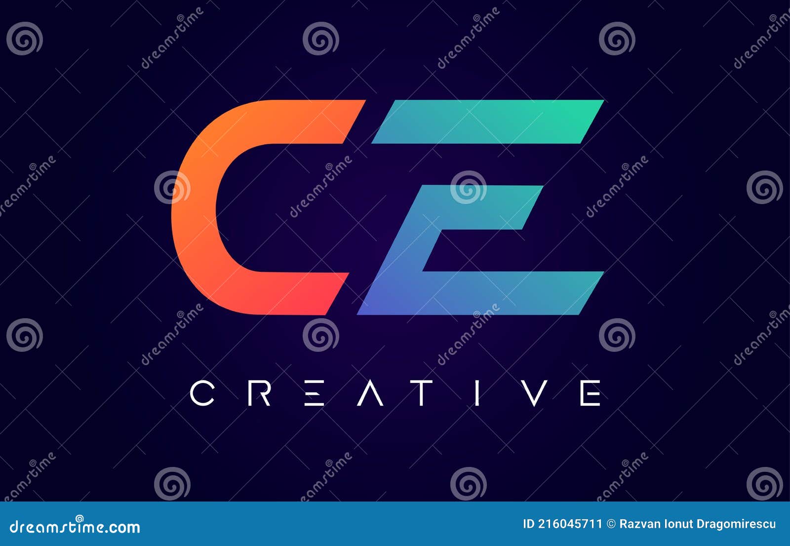 CE Logo Letter Design with Modern Creative Concept and Orange Blue ...