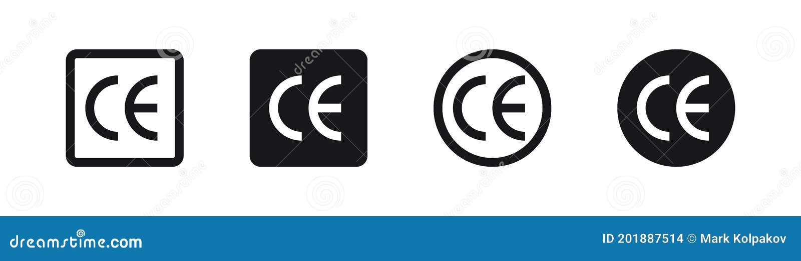 CE Mark Icon Set. Isolated Vector Certificate Mark Stock Vector ...