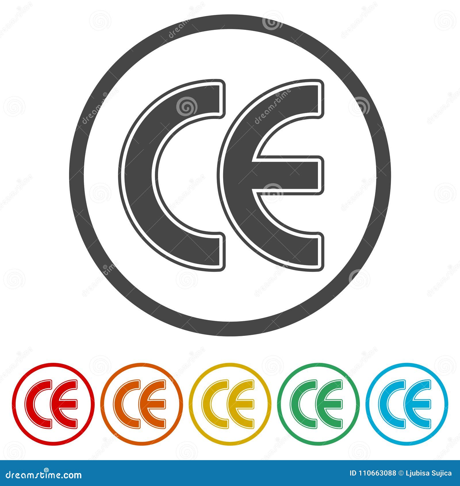 CE Mark Sign, 6 Colors Included Stock Vector - Illustration of badge ...