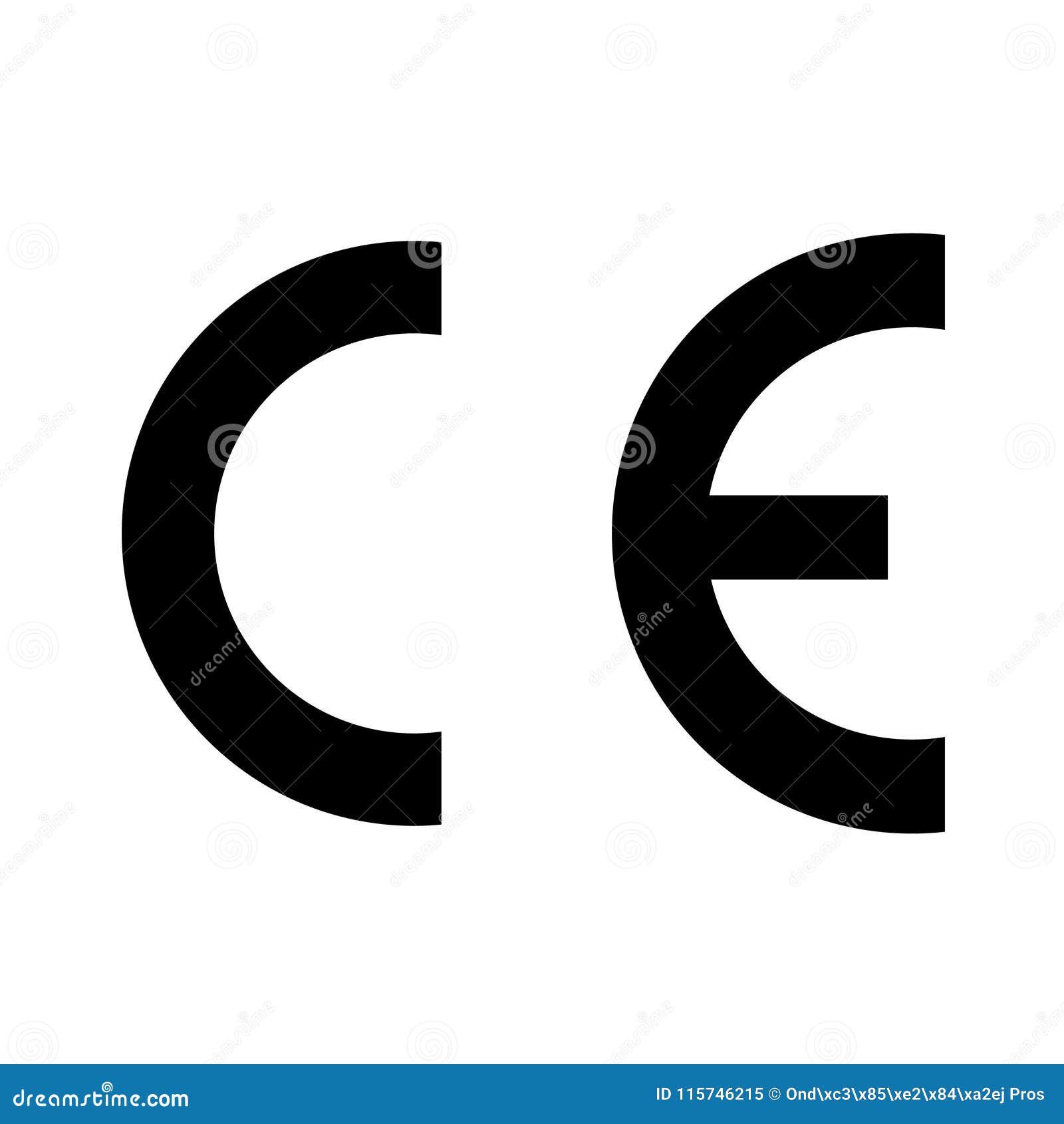 CE Mark Symbol Black Colored on White Background Stock Vector ...
