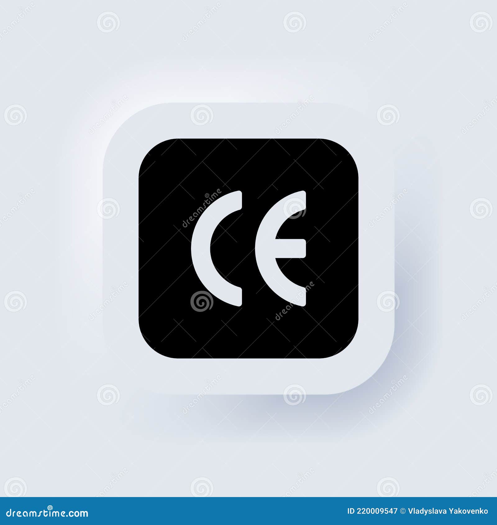 CE Mark. CE Symbol. European Conformity Certification Mark. Neumorphic ...