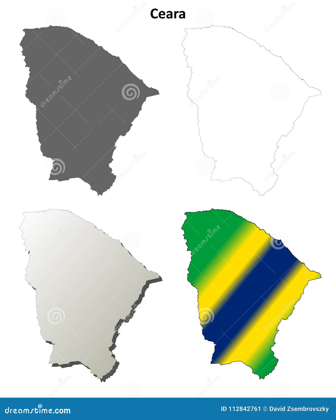 Ceara Blank Outline Map Set Stock Vector - Illustration of region ...