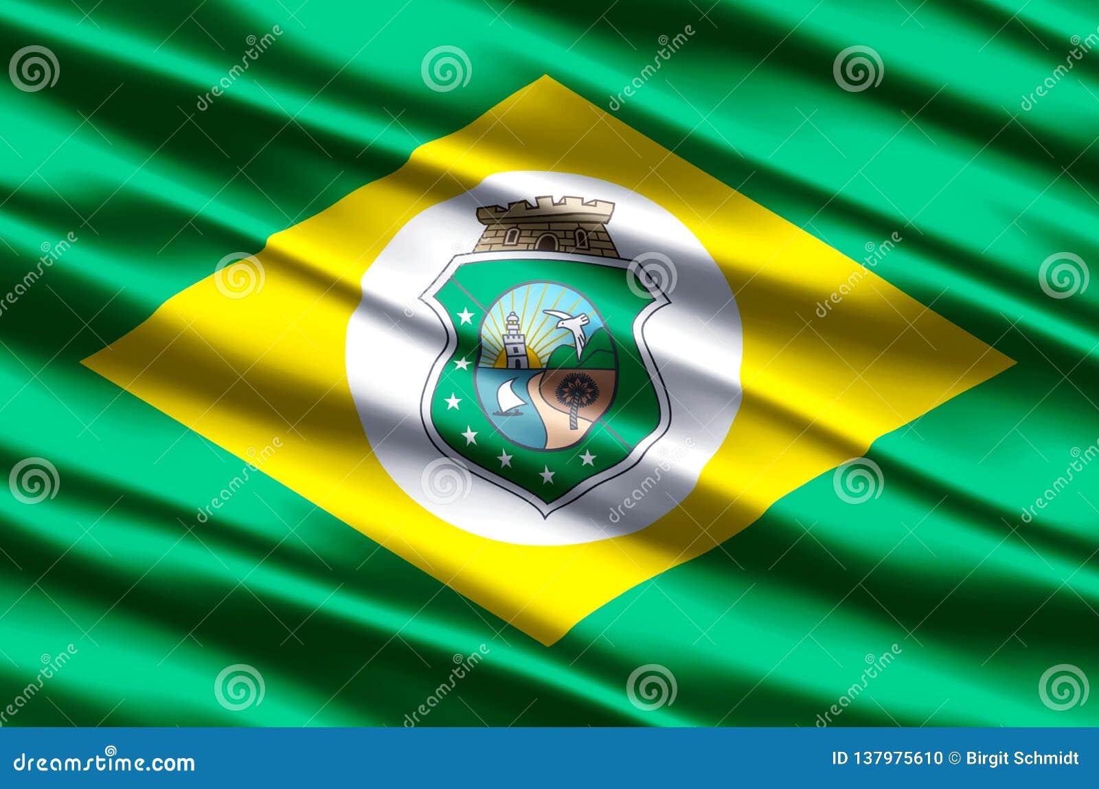 Ceara Realistic Flag Illustration. Stock Illustration - Illustration of ...