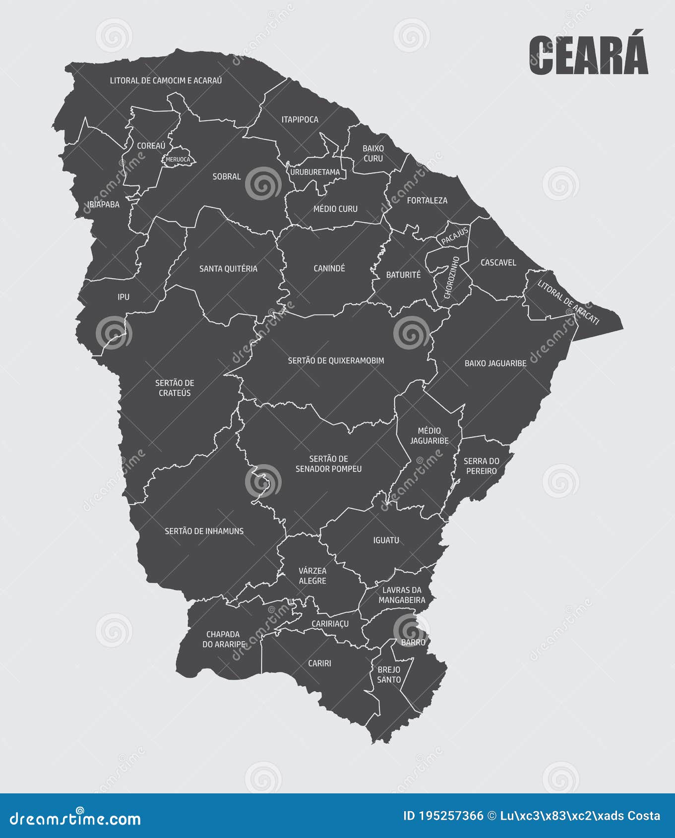 Ceara State regions map stock illustration. Illustration of gray ...