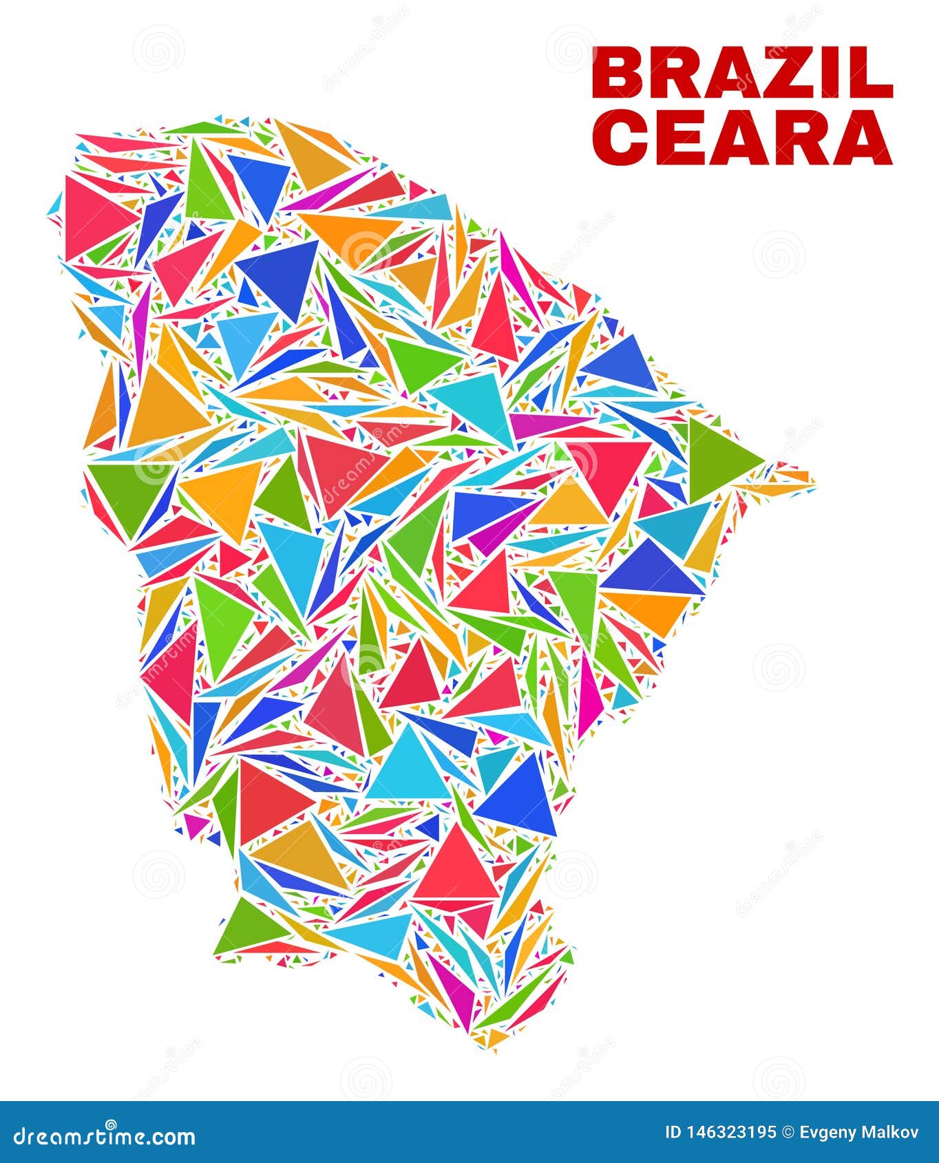 Ceara State Map - Mosaic of Color Triangles Stock Vector - Illustration ...