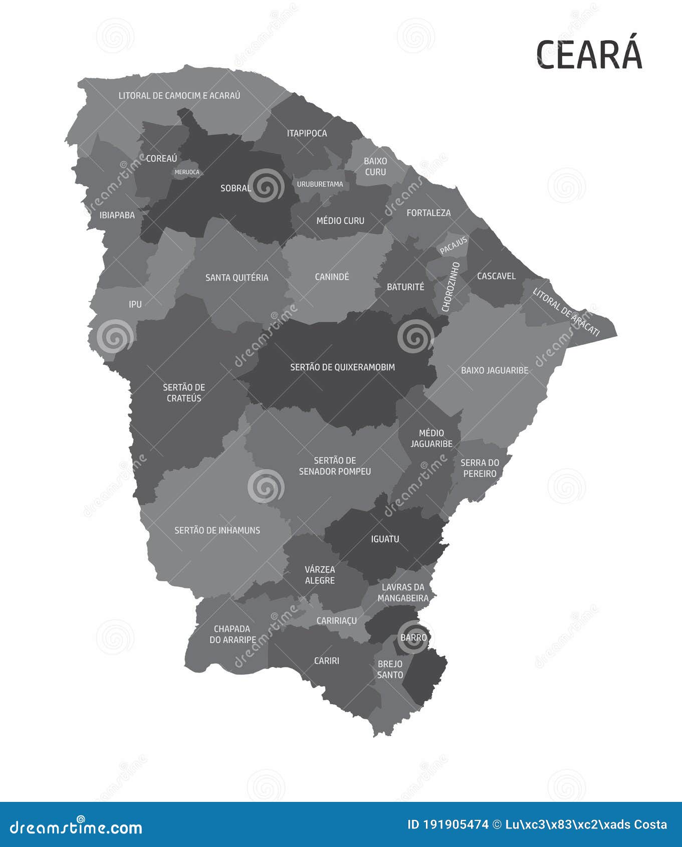 Ceara State regions map stock illustration. Illustration of design ...