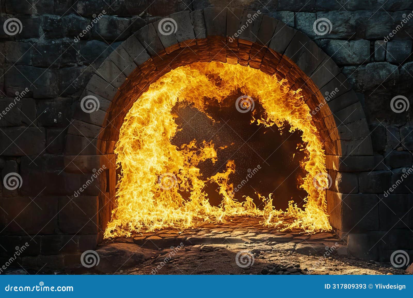 Ceaseless Ancient Arch Fire Flames. Generate Ai Stock Image - Image of ...