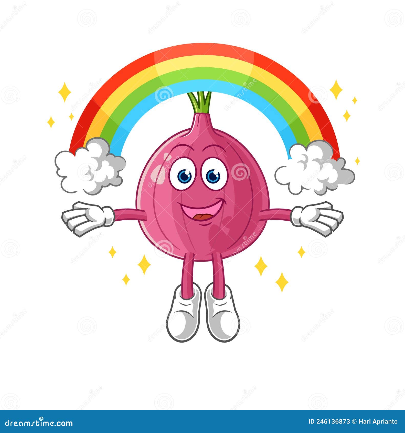 Cebolla Roja Con Arco Iris. Vector De Dibujos Animados Ilustración del ...