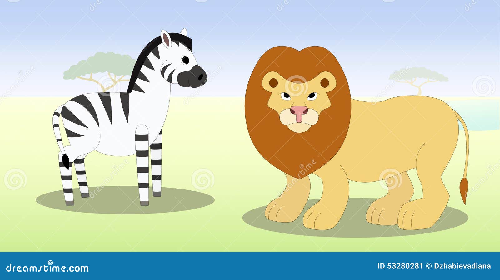 Cebra Y León De La Historieta Ilustración del Vector - Ilustración de ...