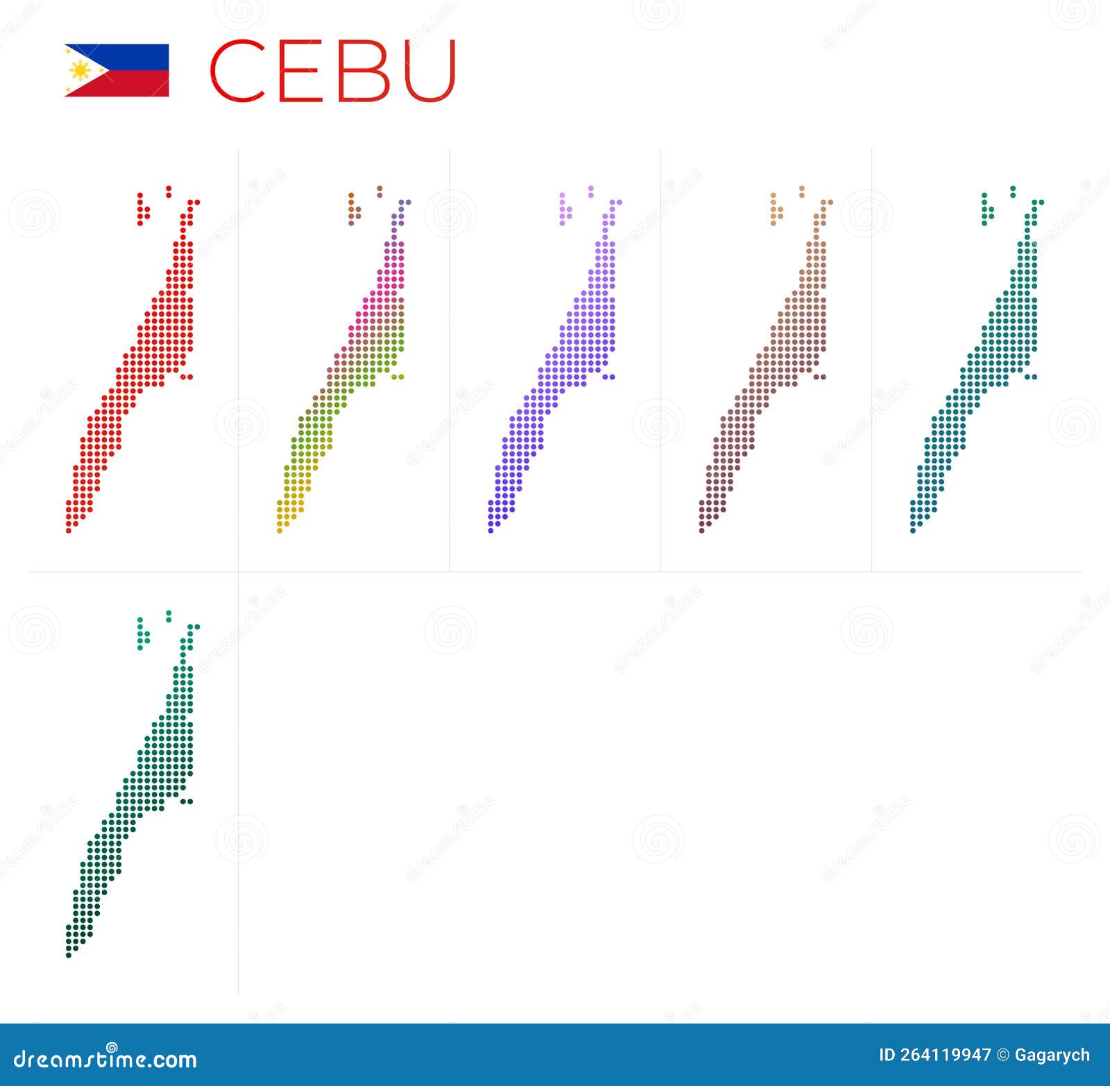 Cebu Dotted Map Set. Cartoon Vector | CartoonDealer.com #264119947