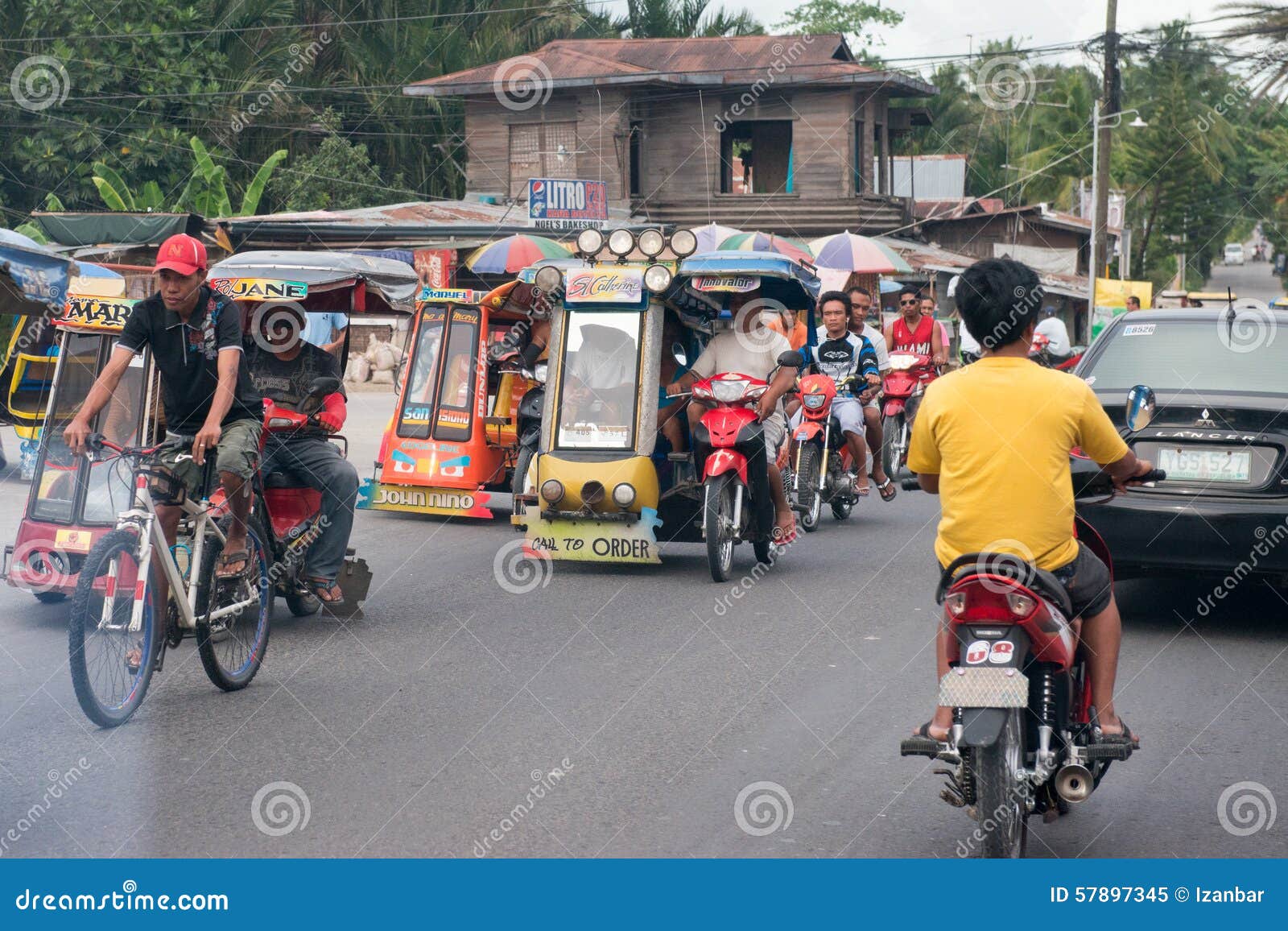 CEBU - PHILIPPINES - JANUARY, 7 2013 - Town Street Congested Traffic ...