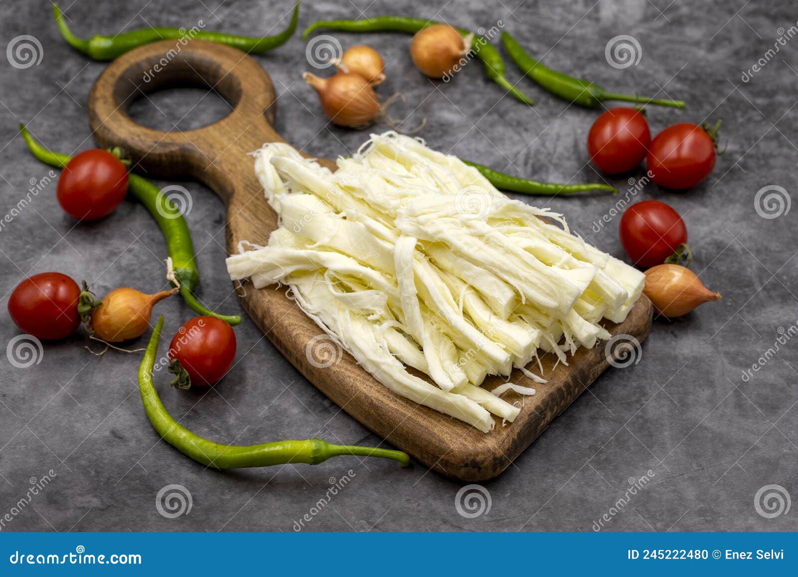Cecil Cheese or String Cheese on a Dark Floor. Delicious Assortment of ...