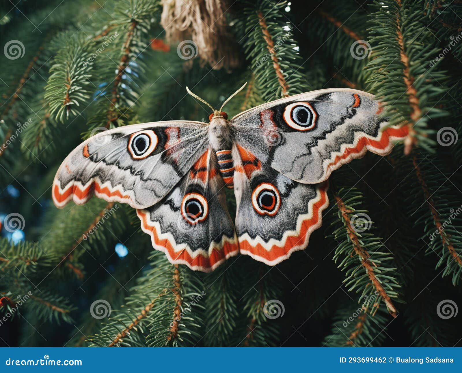 Flying Cecropia Moth Isolated On White Royalty-Free Illustration ...