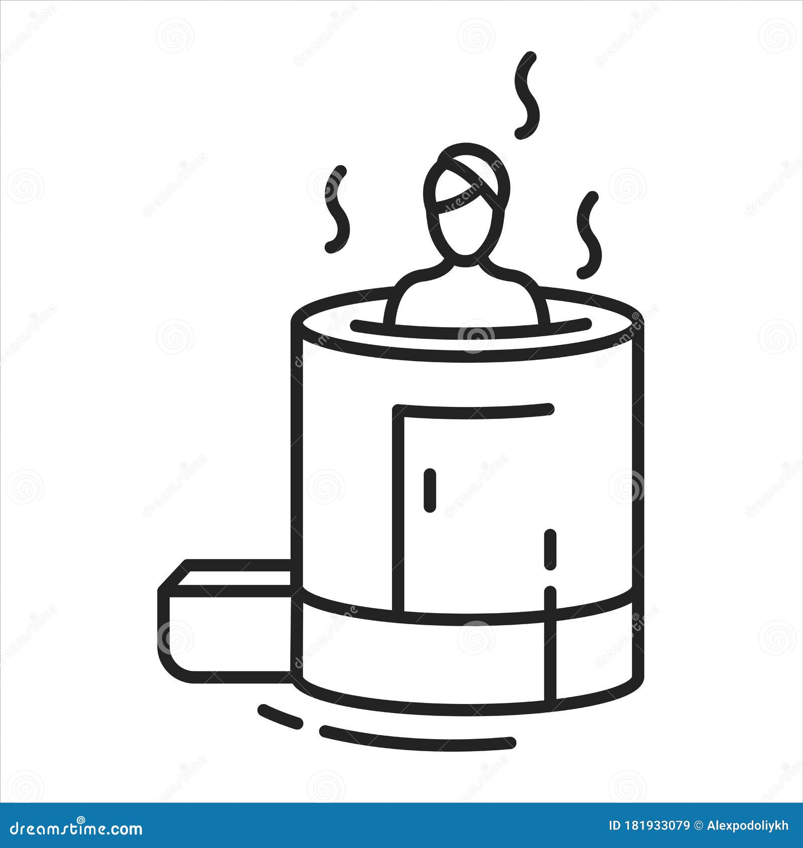 Cedar Barrel Black Line Icon Organic Herbal Aroma Steam Sauna For One